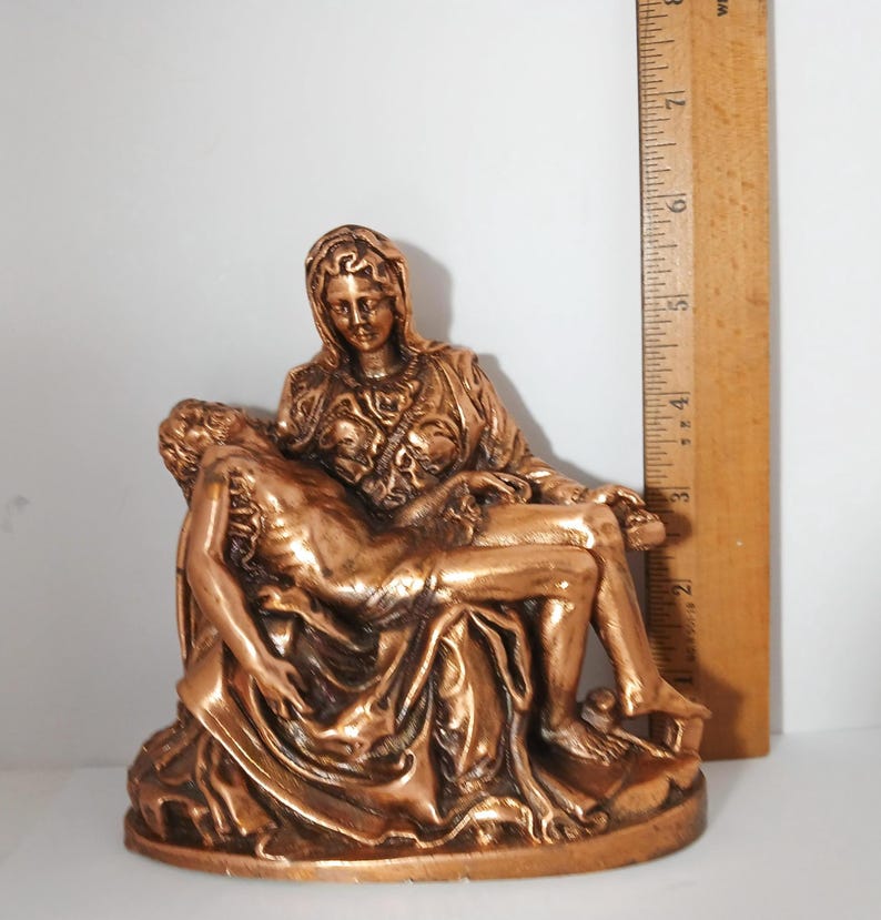 L. TONI Signed Copper Plated PIETA Vintage Italian Sculpture - Etsy