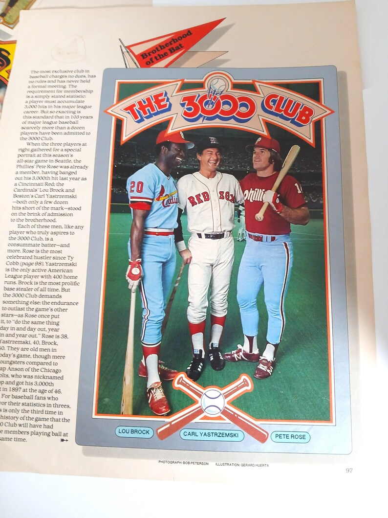 1979 PETE ROSE Lou Brock Carl Yastrzemski 300 Club Sports Featured 3 ...