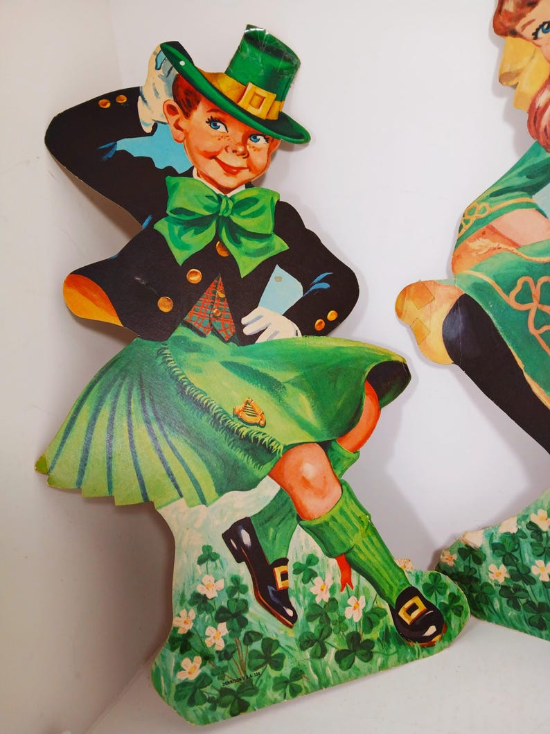 1960s St Patrick's Day Die Cut Decorations Dennison Irish Dancing Retro ...