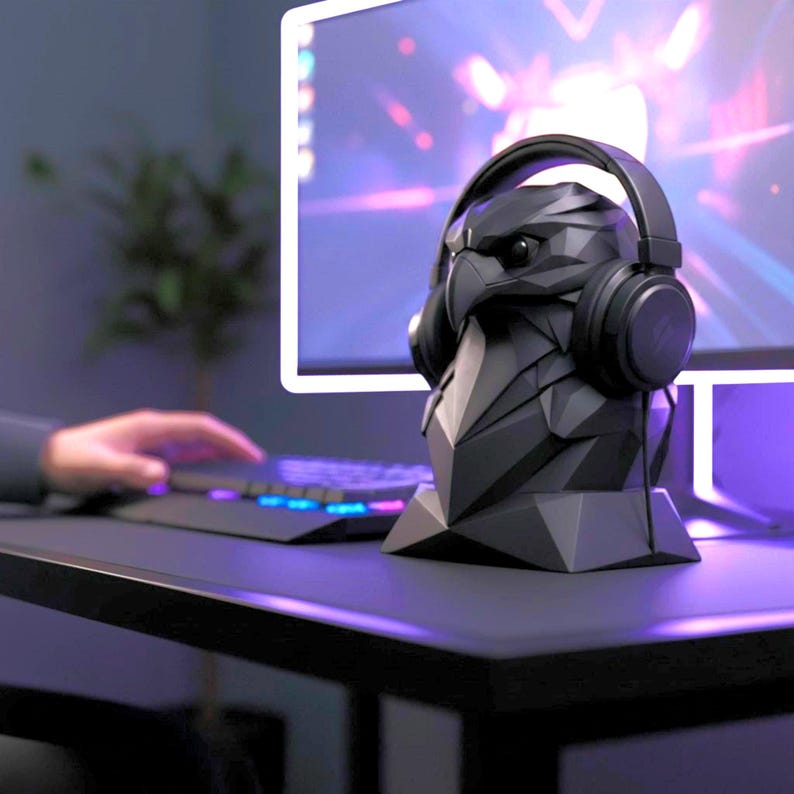 Eagle Headphone Stand, Geometric Black Desk Holder - Etsy