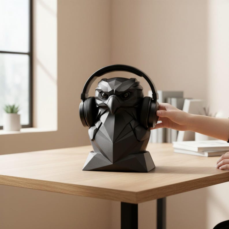 Eagle Headphone Stand, Geometric Black Desk Holder - Etsy