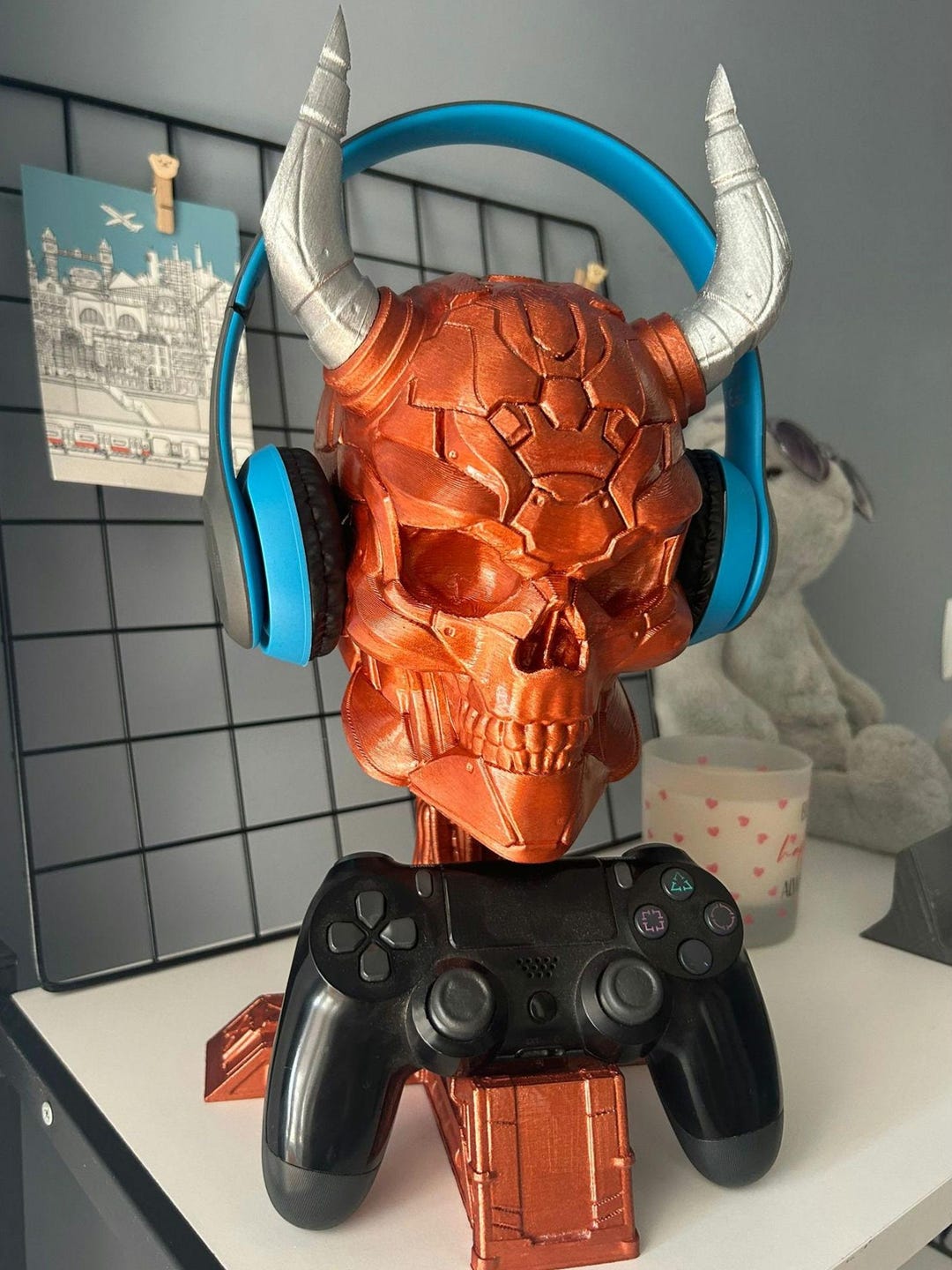 Sci-fi Skull Headphones - Controller Holder - Modern 3D Printed - Etsy