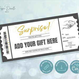Editable Car/driving Themed Surprise Gift Voucher - Personalise ...