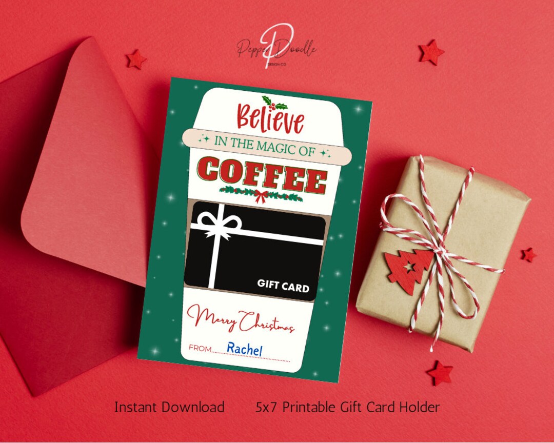 Printable Christmas Coffee Gift Card Holder - Instant Download 5x7 ...