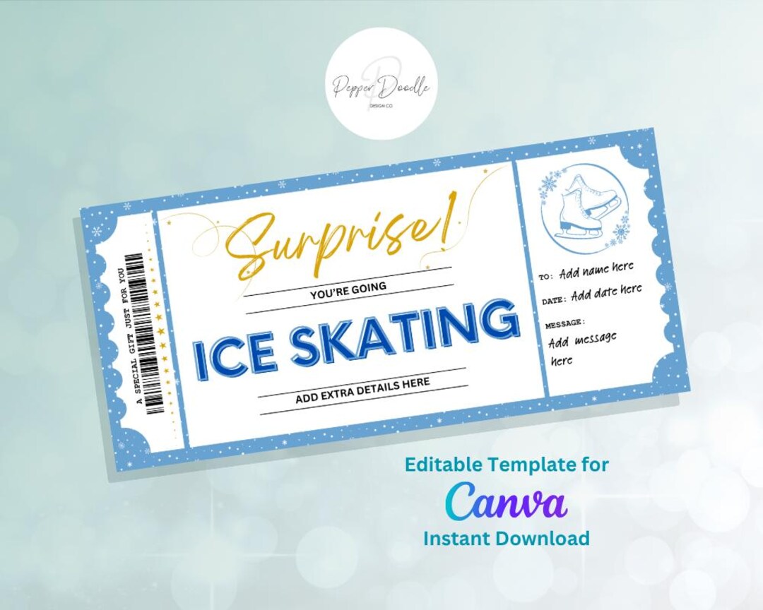 Editable Ice Skating Gift Voucher: Printable, Personalizable (canva ...