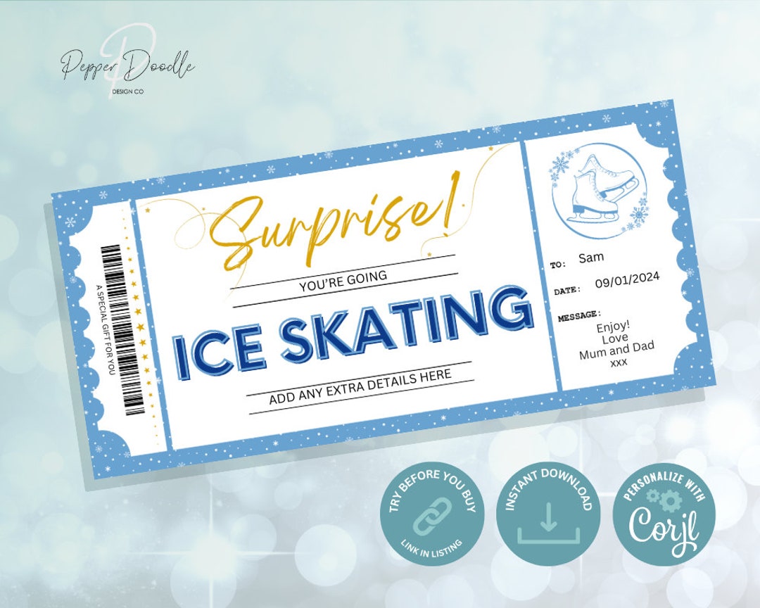 Editable Ice Skating Gift Voucher - Printable Voucher - Personalise ...