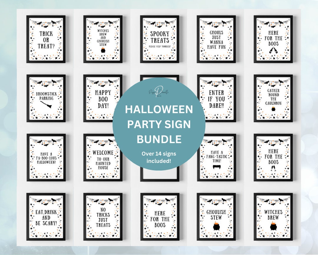 Halloween Party Sign Bundle Printable Signs Halloween - Etsy