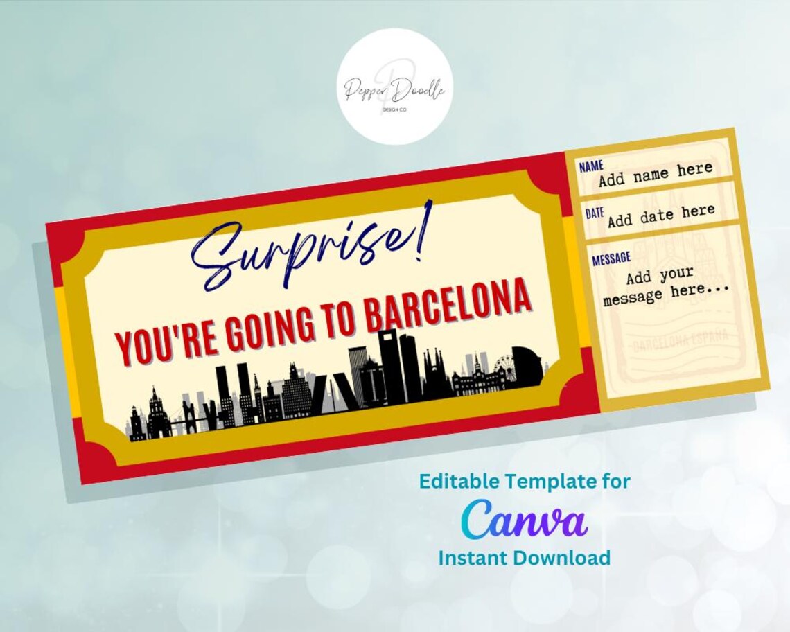 Editable Voucher - Barcelona - Printable - Personalise - Digital Gift ...