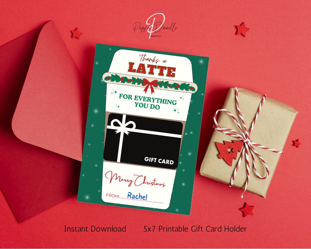 Printable Christmas Coffee Gift Card Holder - Instant Download 5x7 ...