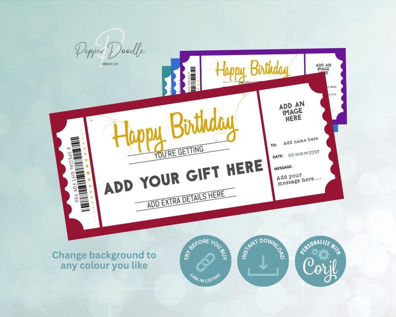 Editable Blank Template Birthday Gift Voucher - Personalise - Design ...