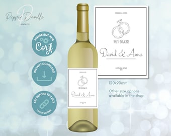 Congratulations on Your Engagement With Names - Wine Bottle Label ...