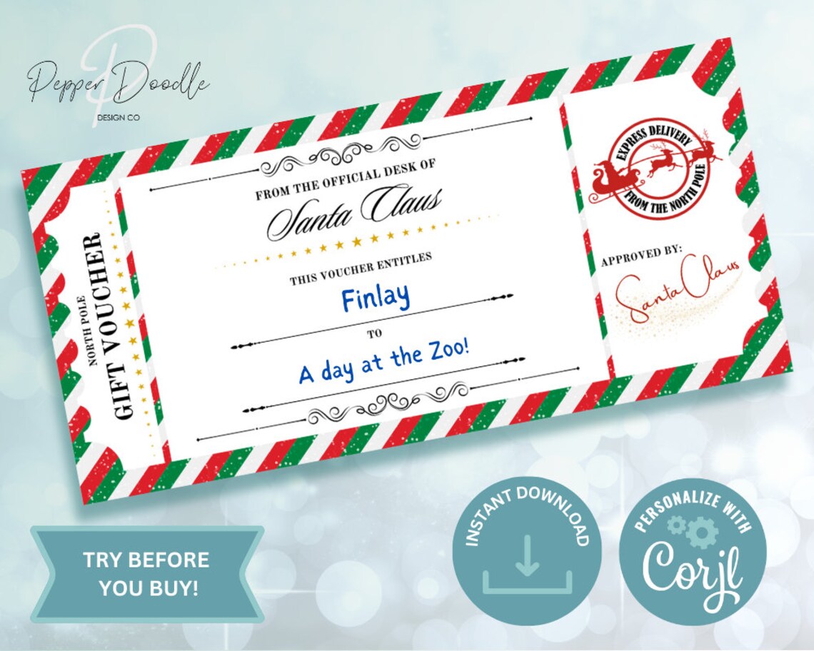 Editable Christmas Gift Voucher - Printable Santa Voucher - Letter From ...