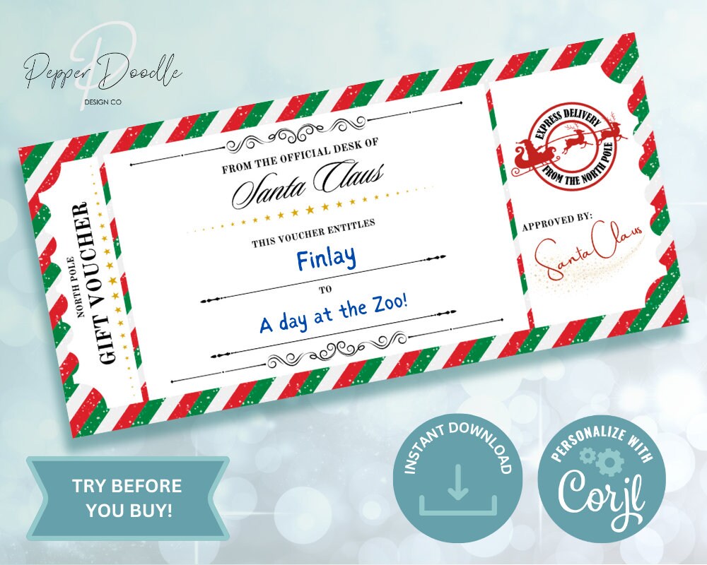 Editable Christmas Gift Voucher - Printable Santa Voucher - Letter From ...