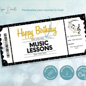 Editable Music Lessons Gift Voucher - Birthday Gift Voucher ...