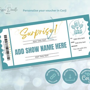Editable Stand up Comedy Surprise Gift Voucher - Personalise - Digital ...