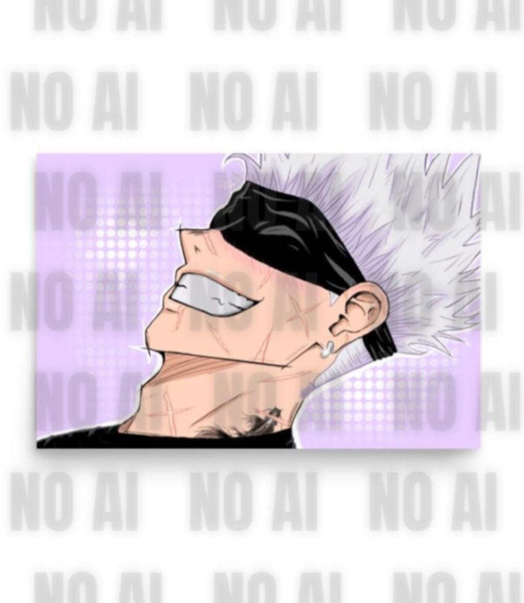 Satoru Gojo Scars Fan Art Print Poster With Fish Tattoo & Purple ...