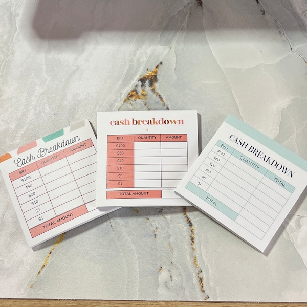 Cash Breakdown Teller Slips - Etsy