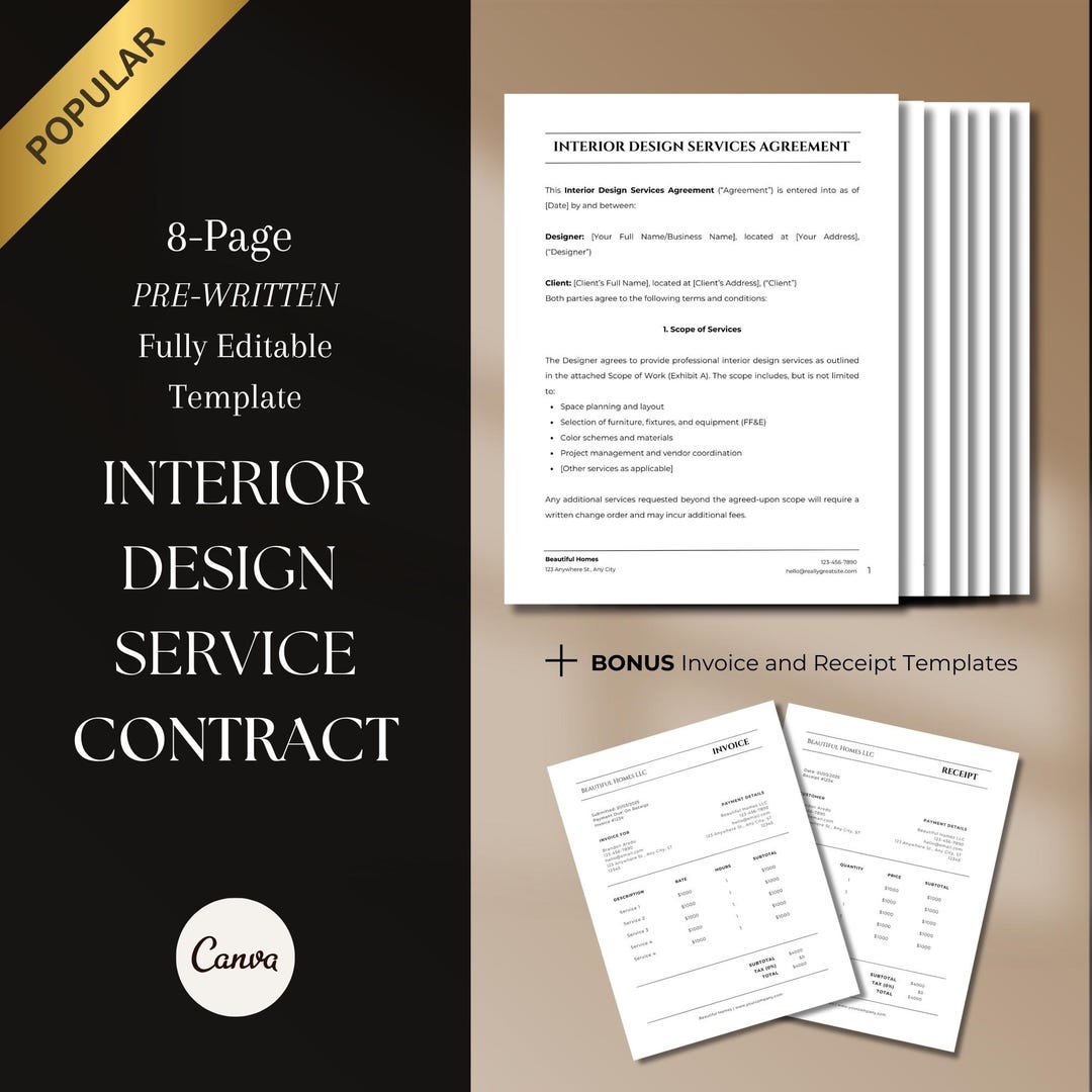 Minimalist Interior Designer Service Agreement Template | Editable ...