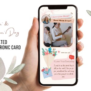 Animated Mother's Father's Day Digital Card, Editable Card for Mum or ...