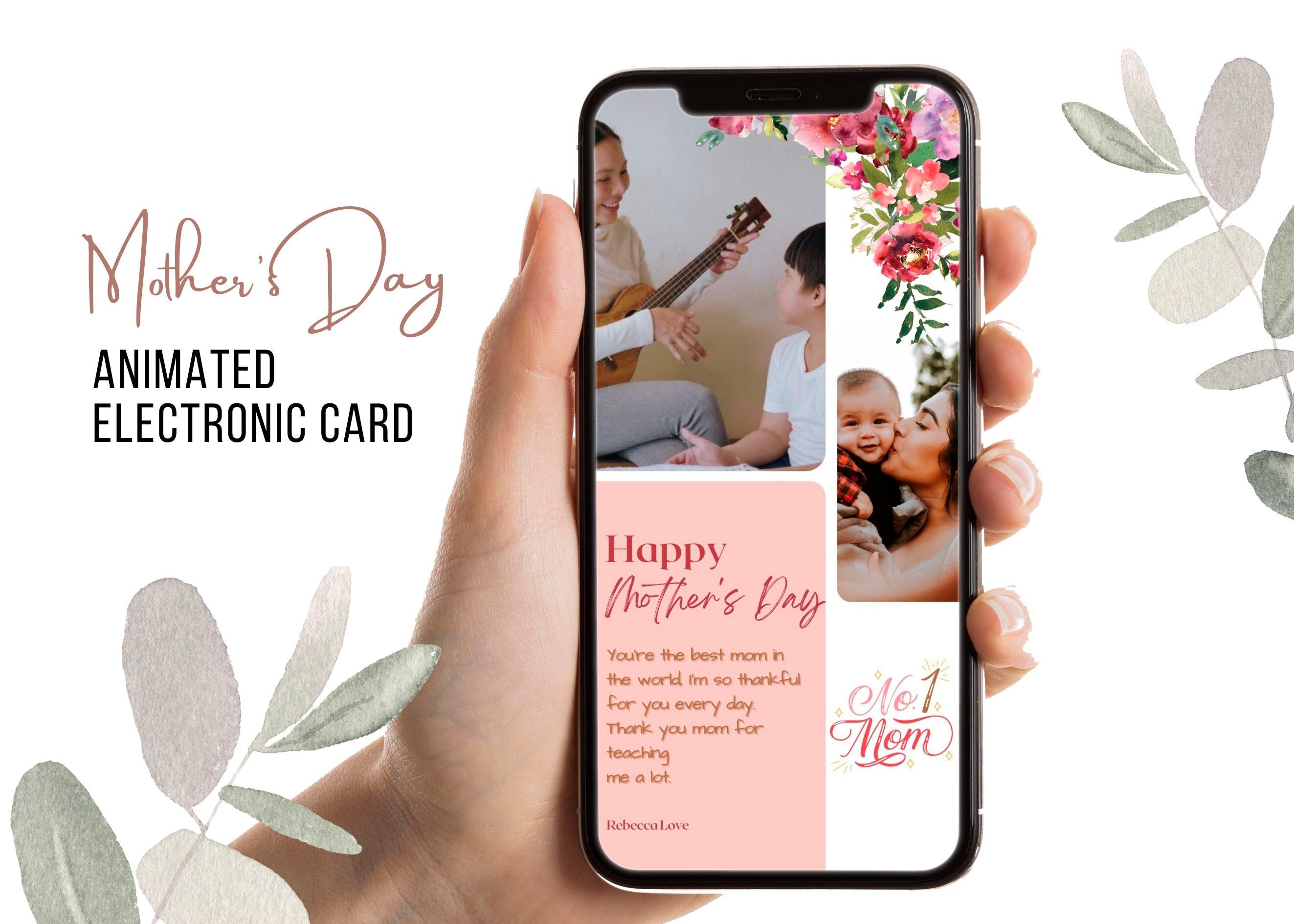 Animated Mother's Day Card, Editable Canva Digital Card for Mum With ...