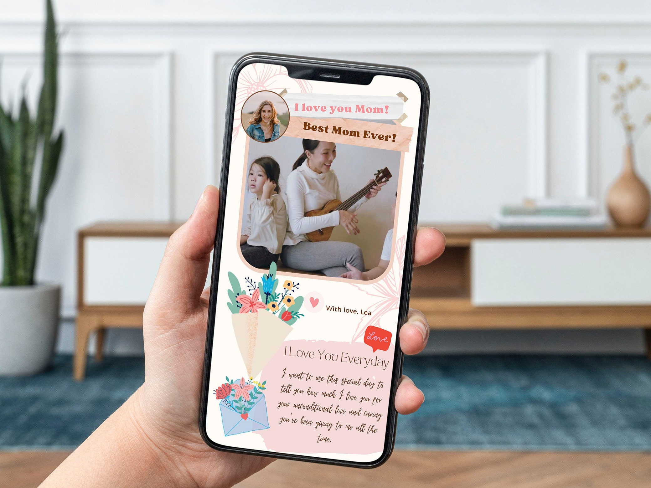 Animated Mother's Father's Day Digital Card, Editable Card for Mum or ...