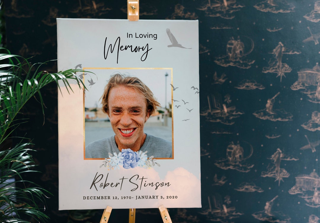 Editable Memorial Welcome Sign, Fly High Funeral Welcome Sign, Funeral ...