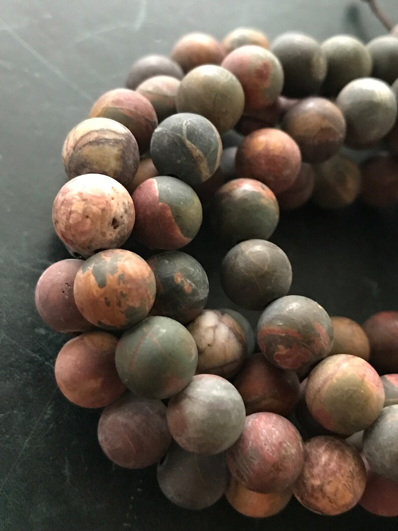 Matte Picasso Jasper River Stone Bracelet 9MM - Etsy