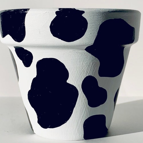Cow Print Indoor Planter Hand Painted Plant Pot - Etsy