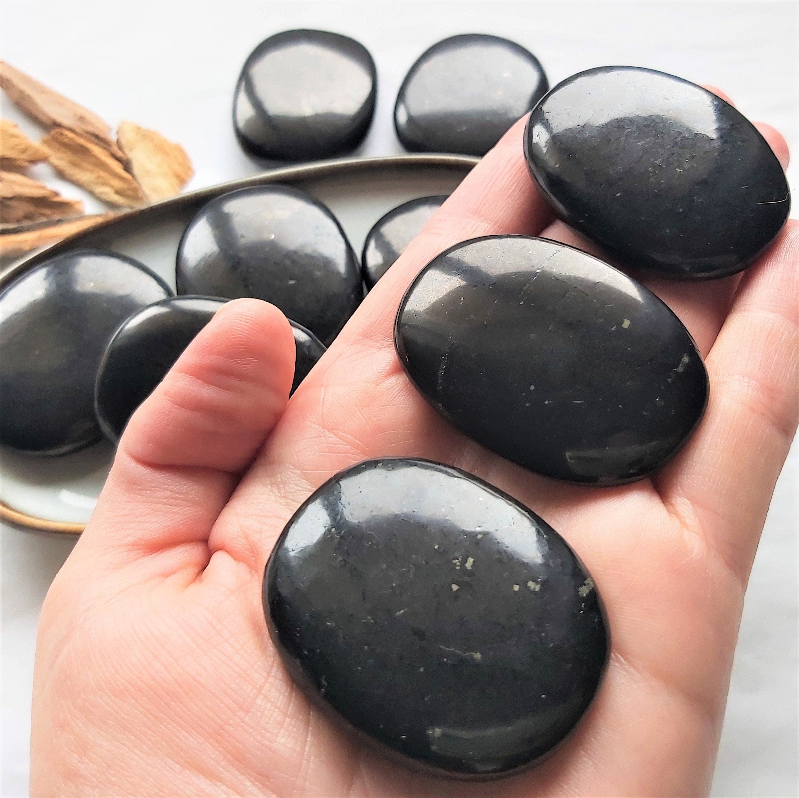 Crystal Flat Palm Stone // Russian Shungite EMF Protection Energy ...