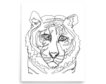 Alligator Wall Art Print | Minimalist Line Drawing | Abstract Line Art ...