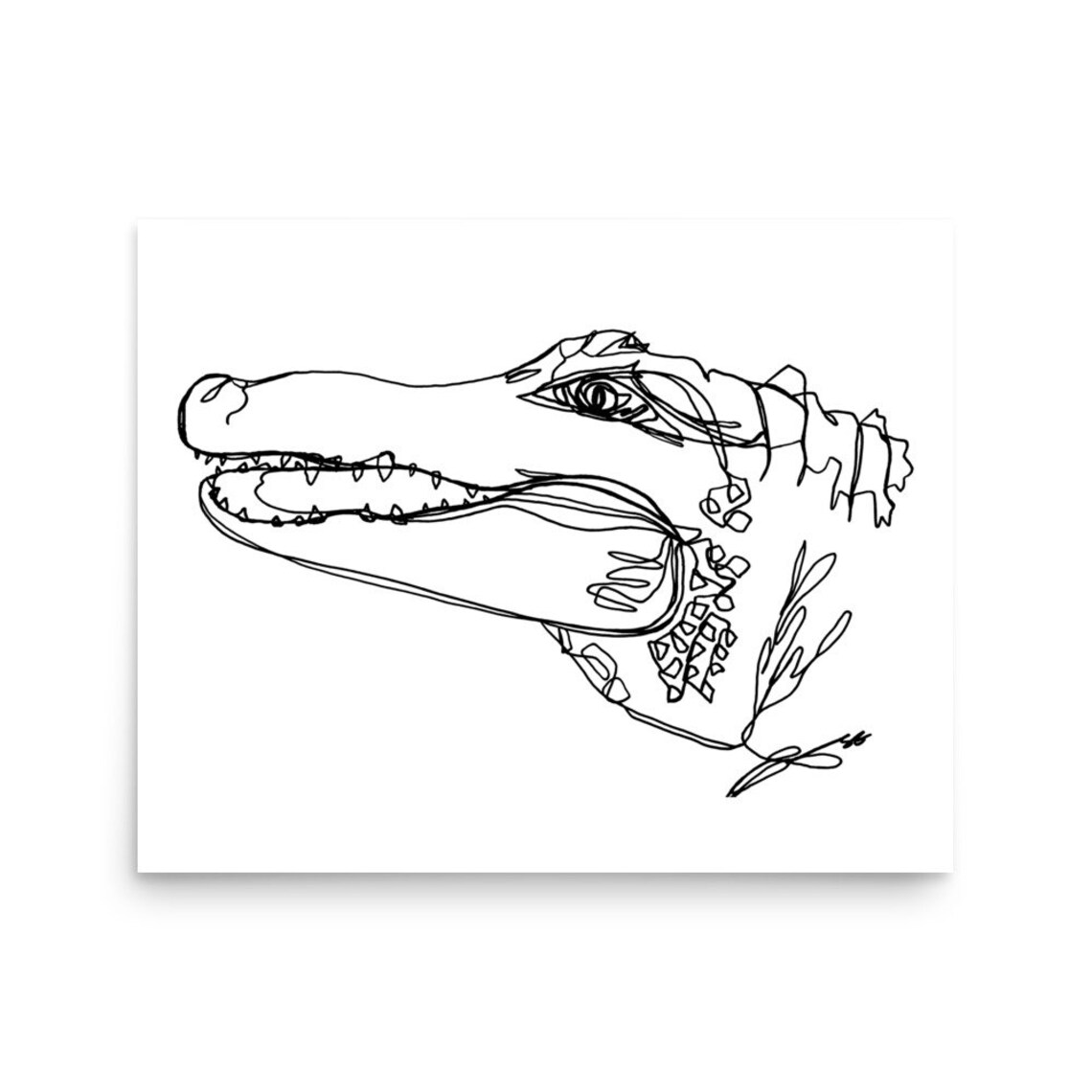 Alligator Wall Art Print | Minimalist Line Drawing | Abstract Line Art ...