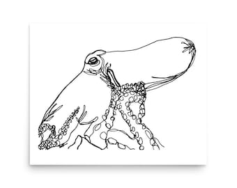 Alligator Wall Art Print Minimalist Line Drawing Abstract Line Art ...