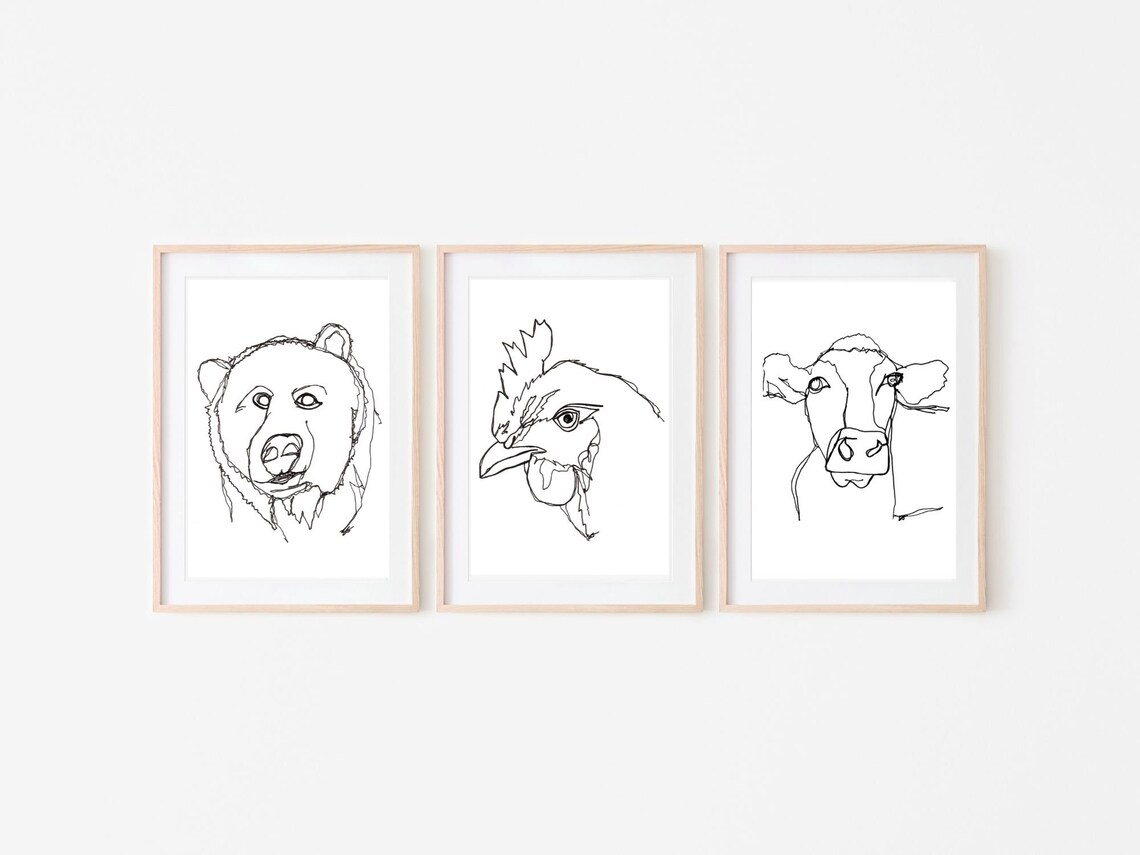 Alligator Wall Art Print | Minimalist Line Drawing | Abstract Line Art ...