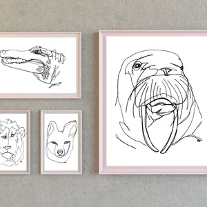Alligator Wall Art Print | Minimalist Line Drawing | Abstract Line Art ...