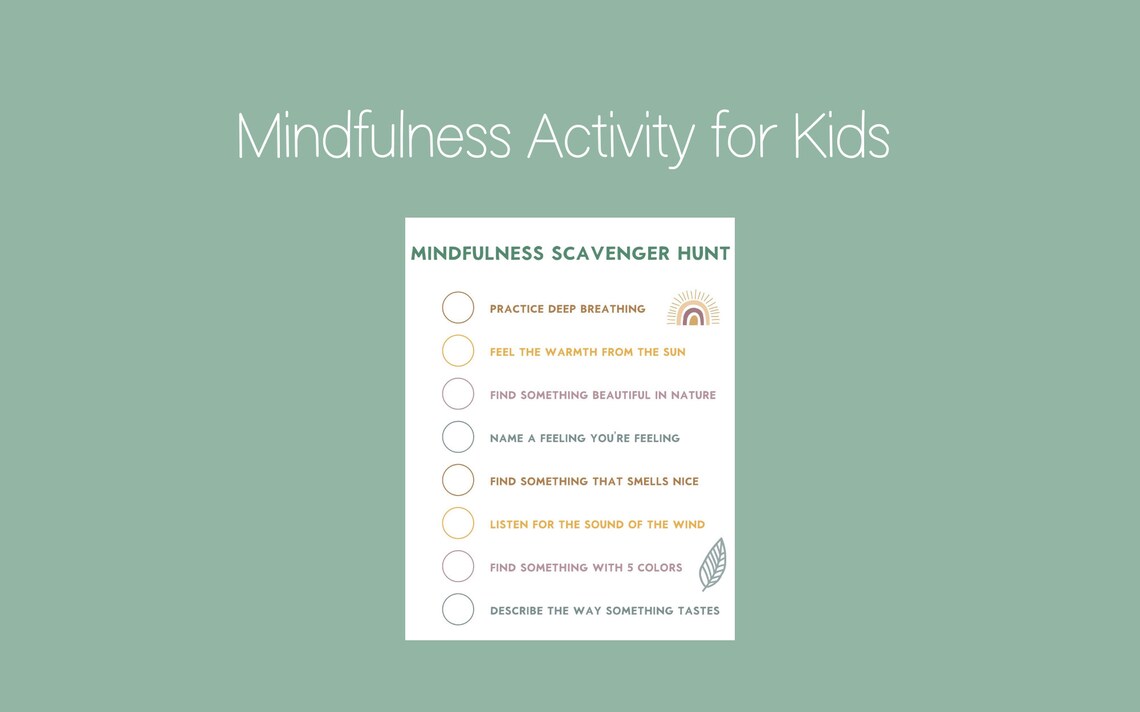 Mindfulness Scavenger Hunt | Instant Download Anxiety Relief Game ...