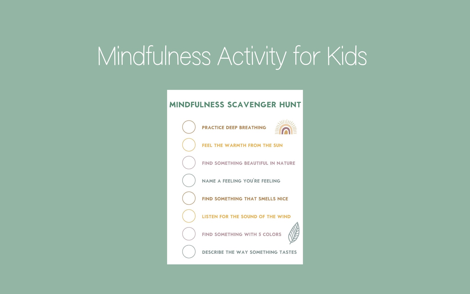 Mindfulness Scavenger Hunt | Instant Download Anxiety Relief Game ...