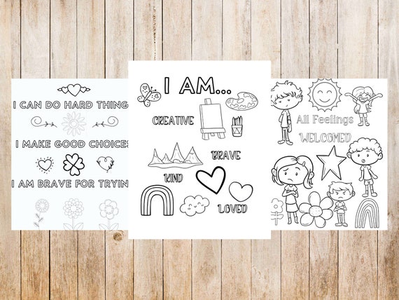 Positive Affirmation Printable Coloring Pages Digital | Etsy