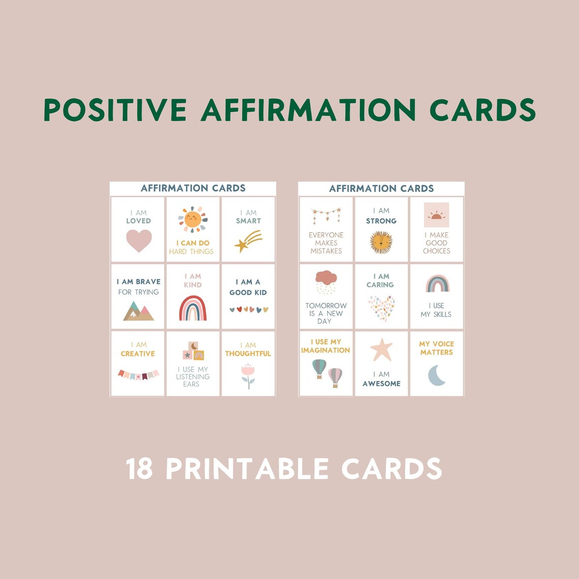 Positive Affirmation Cards for Kids Printable Cards - Etsy