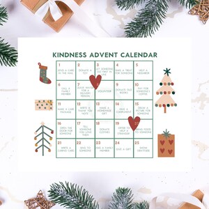Kindness Advent Calendar | Printable Holiday Calendar | Christmas ...