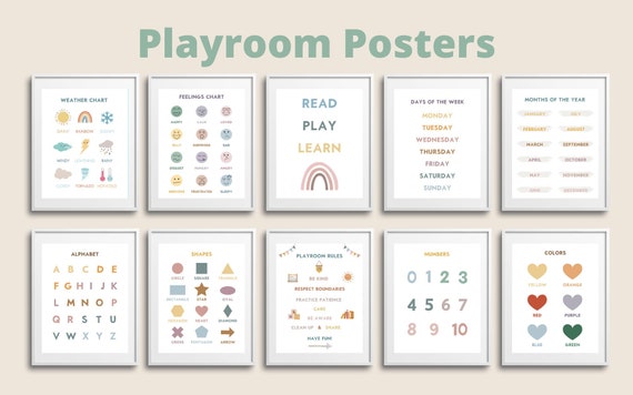 Playroom Posters Bundle Printable Educational Posters - Etsy