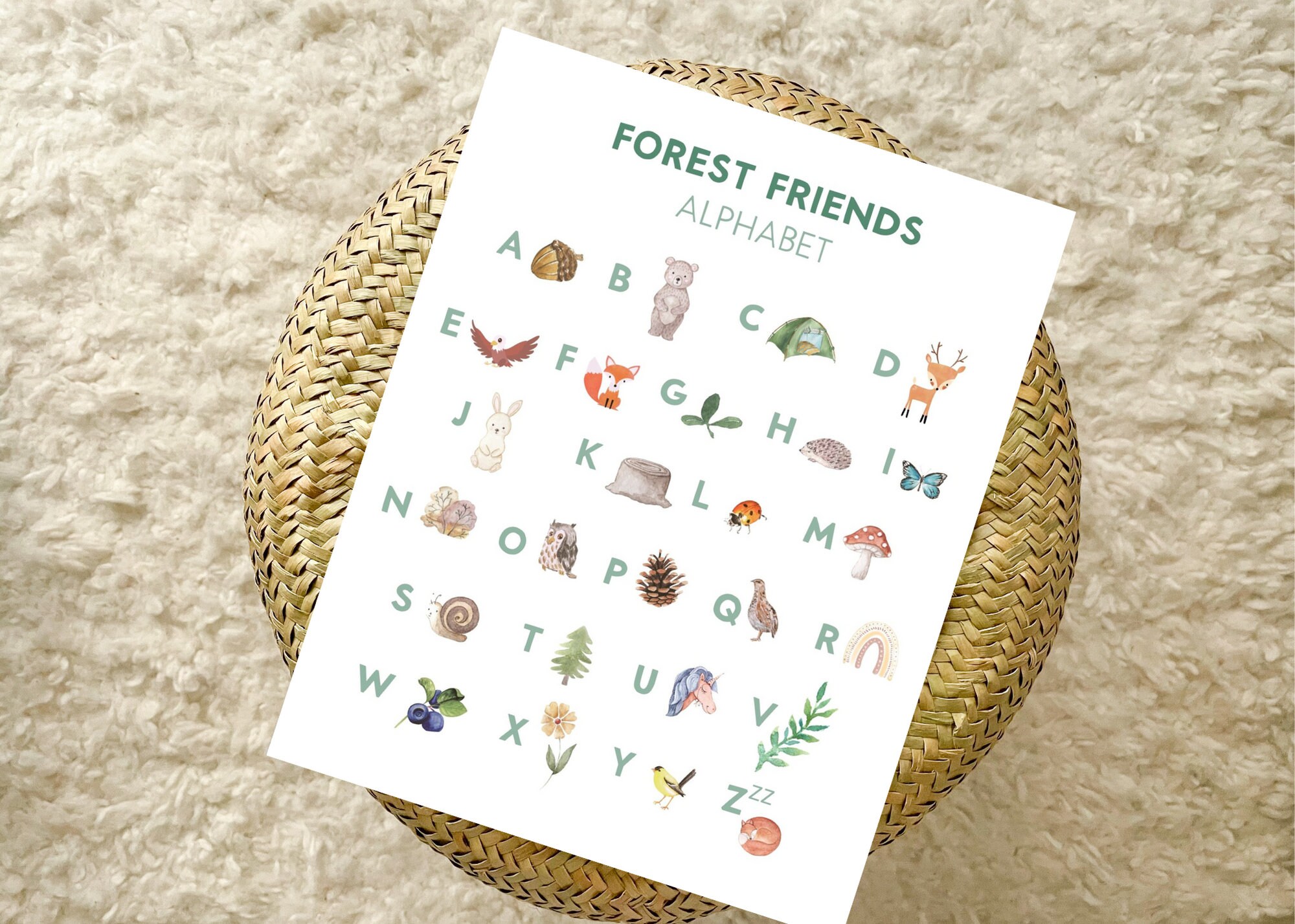 Woodland Animal Nature Alphabet Poster | Printable Forest Friends ...