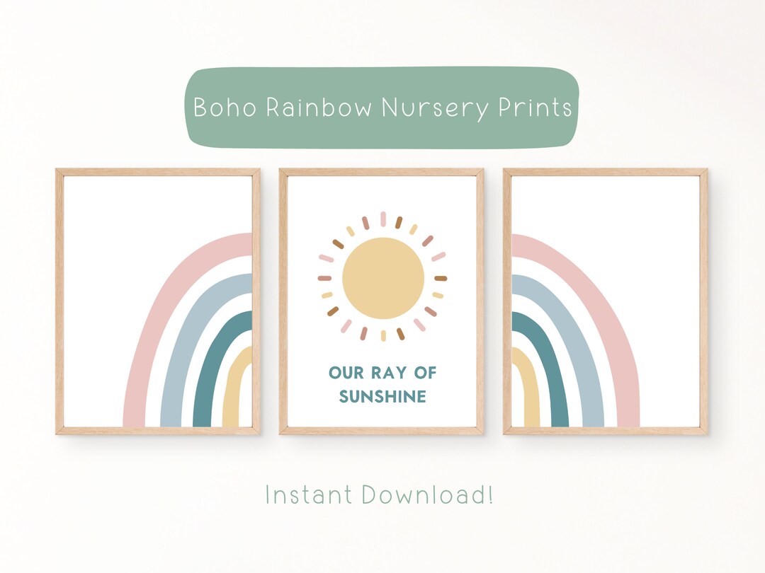 Boho Rainbow Nursery Prints | Gallery Wall Art Set (digital Download ...