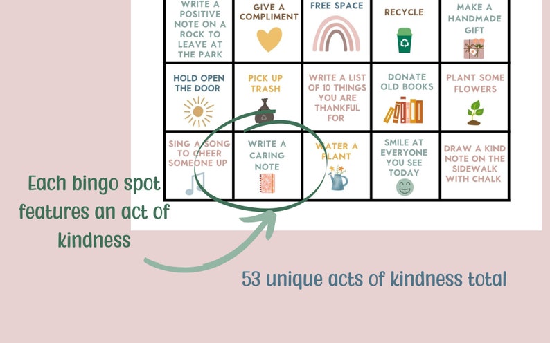 Printable Kindness Bingo With Variations for Kids to Encourage Random ...