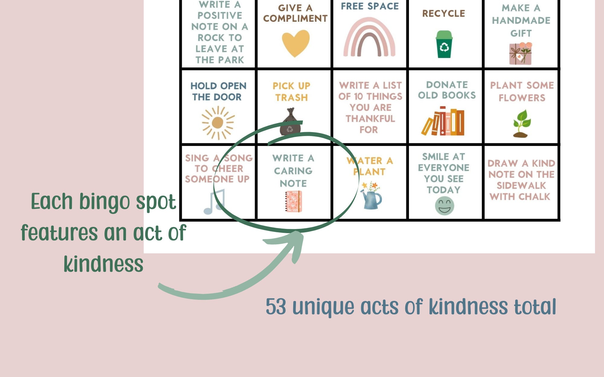 Printable Kindness Bingo With Variations for Kids to Encourage Random ...