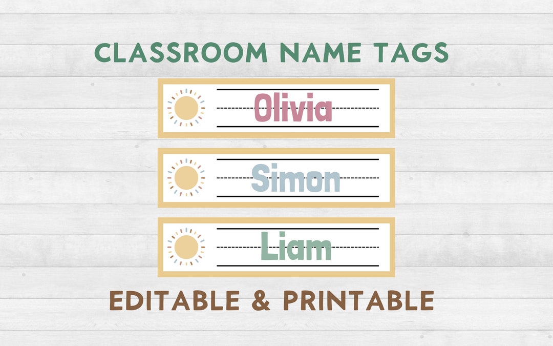 Classroom Name Labels | Printable & Editable Name Tags for Classroom ...