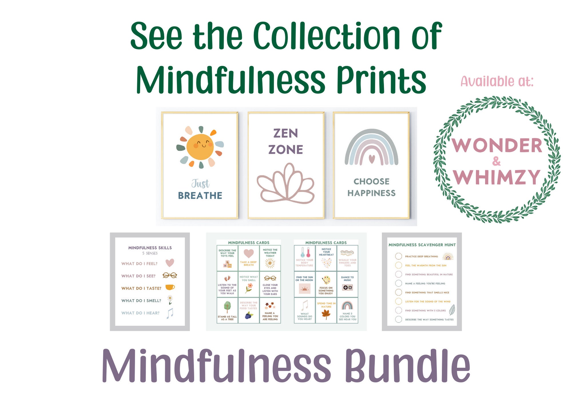 Mindfulness Skills Poster Printable 5 Senses Chart Coping Skills for ...