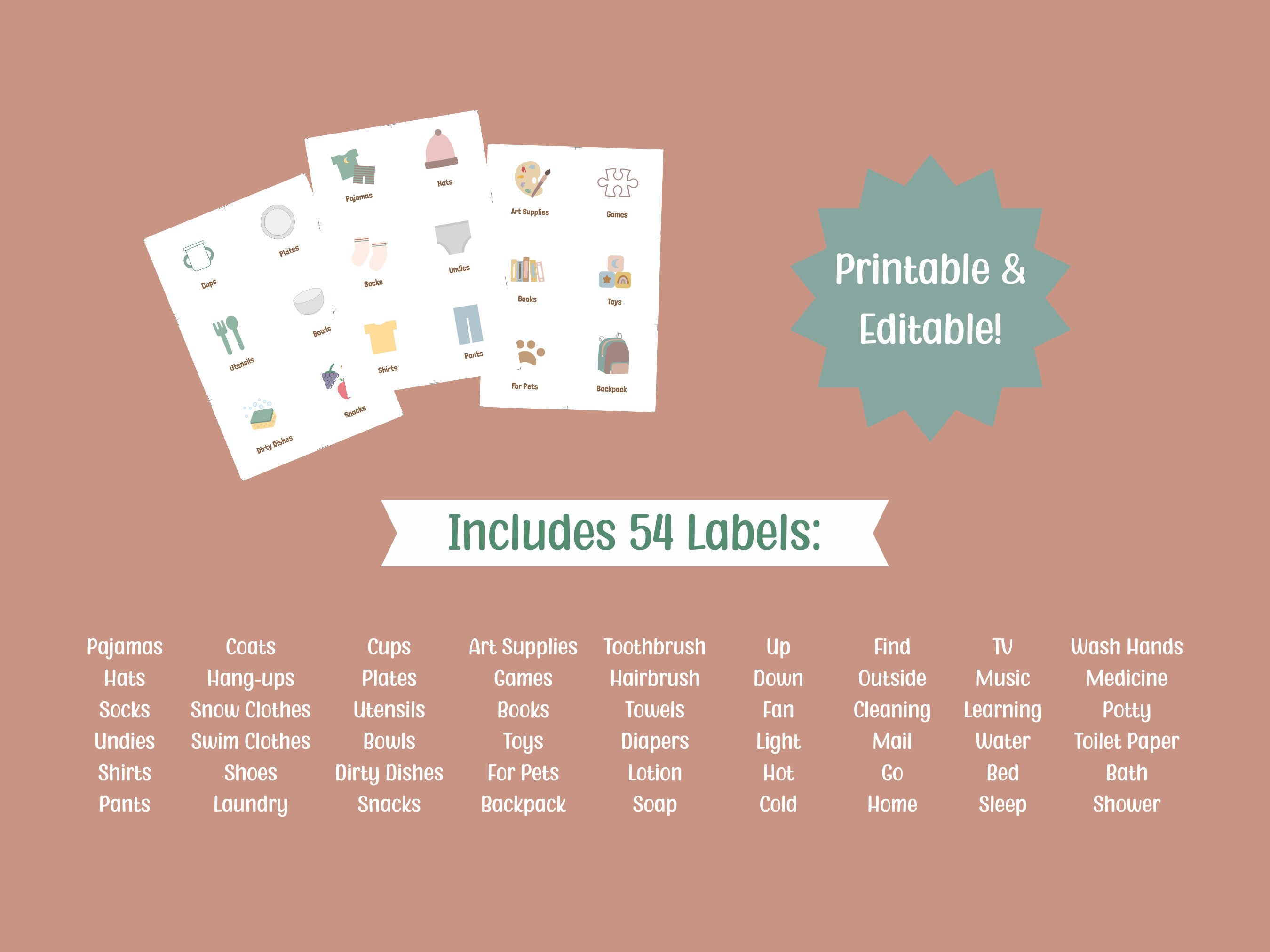 Printable Editable Labels Montessori Cards Toddler Daily - Etsy