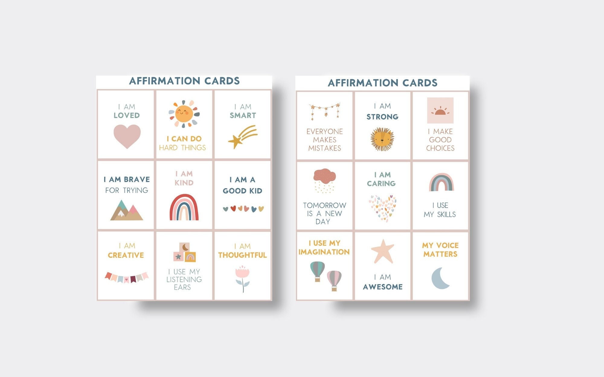 Positive Affirmation Cards for Kids Printable Cards - Etsy