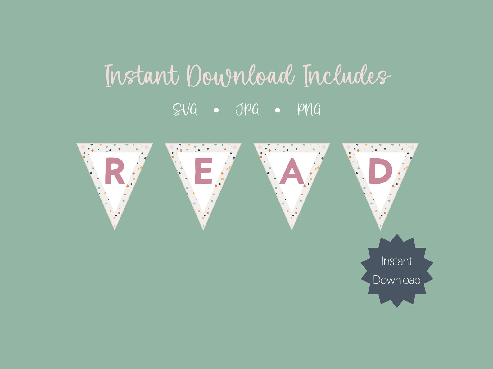 Book Nook READ Banner Printable Book Banner SVG Files - Etsy