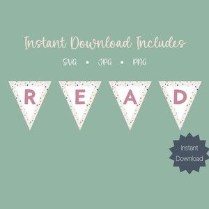 Book Nook READ Banner | Printable Book Banner SVG Files - Etsy